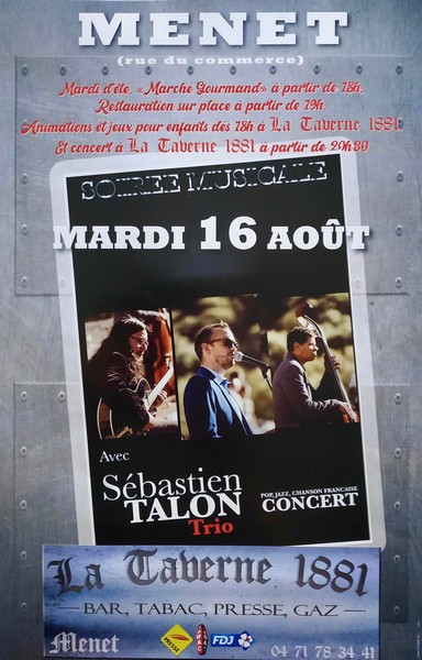 Sébastien Talon Trio à La Taverne 1881 à Menet | Oukonva